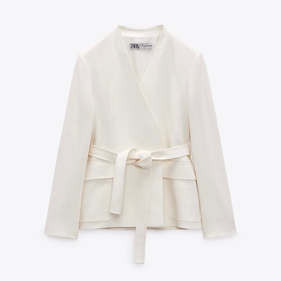 Zara | Jackets & Coats | Zara Linen Blend Belted Blazer | Poshmark
